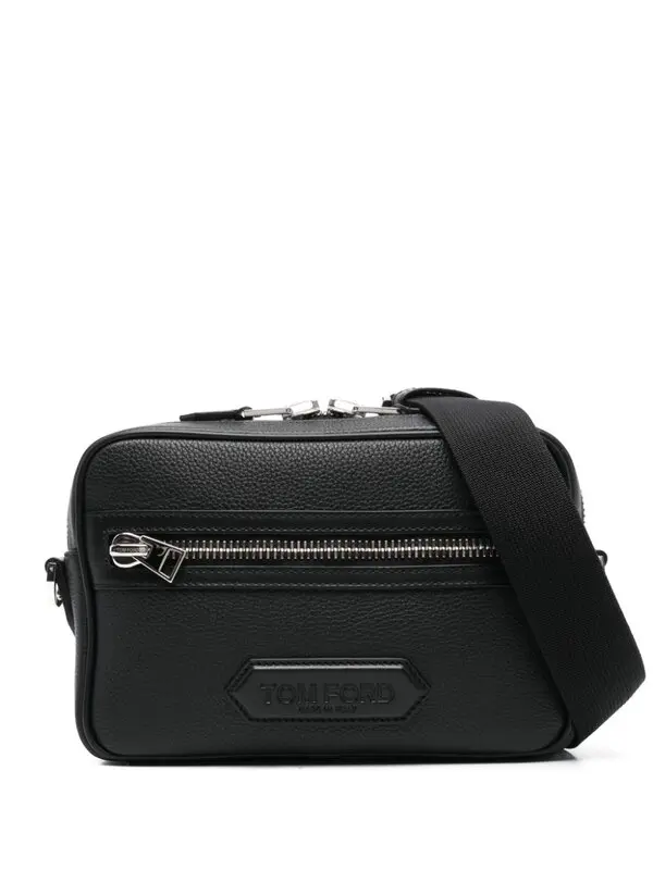 TOM FORD Leather Messenger Bag - Black