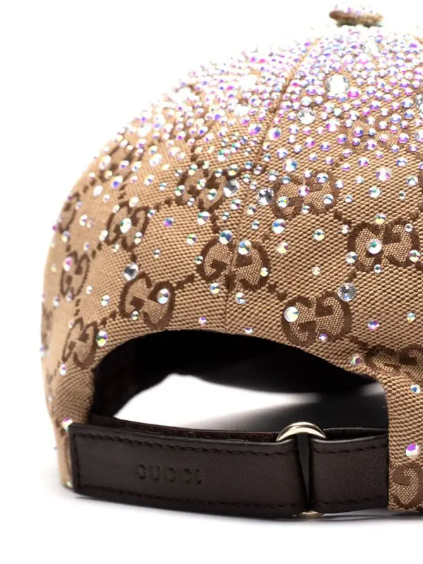 Gucci Gg Crystal-Embellished Cap - Neutrals | Editorialist