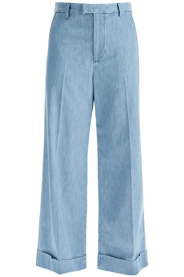 Valentino Garavani Wide-Leg Cropped Denim Pants In Blue - 29% Off
