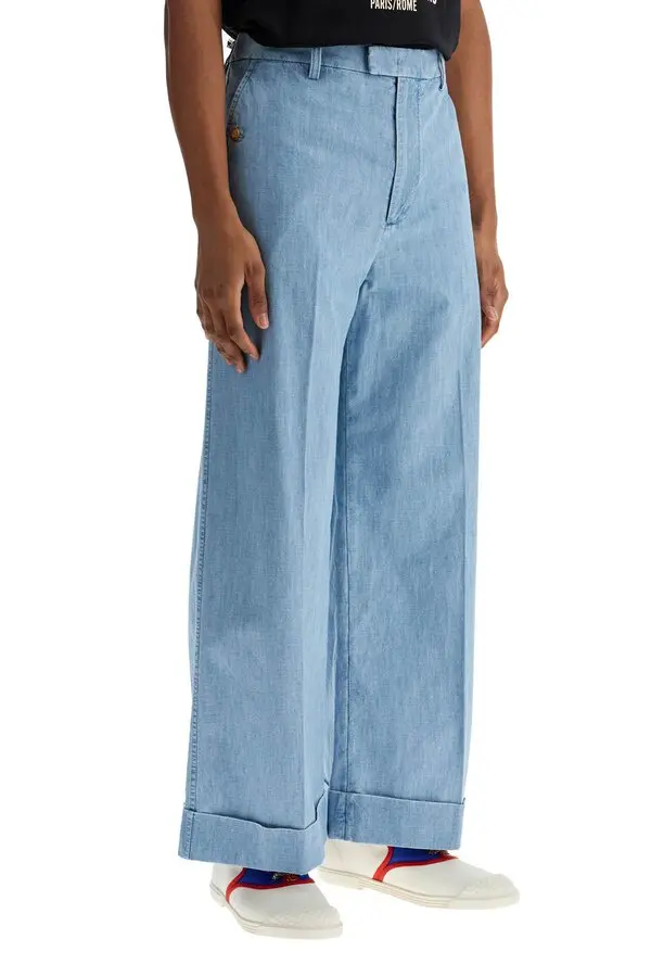 Valentino Garavani Wide-Leg Cropped Denim Pants In Blue - 29% Off