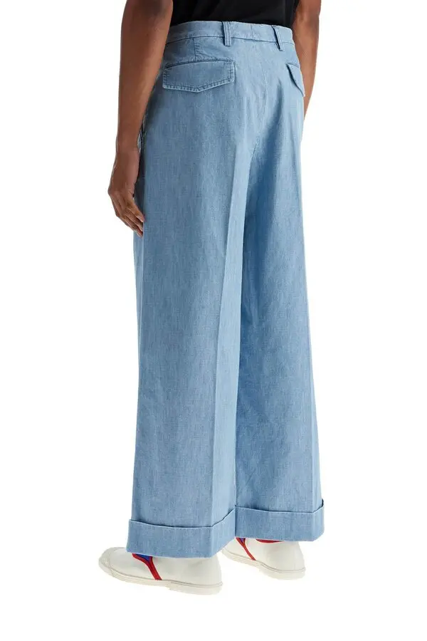 Valentino Garavani Wide-Leg Cropped Denim Pants In Blue - 29% Off