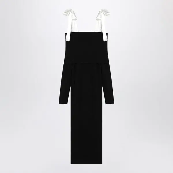 ROTATE BY BIRGER CHRISTENSEN Midi Dress With Bows - Black