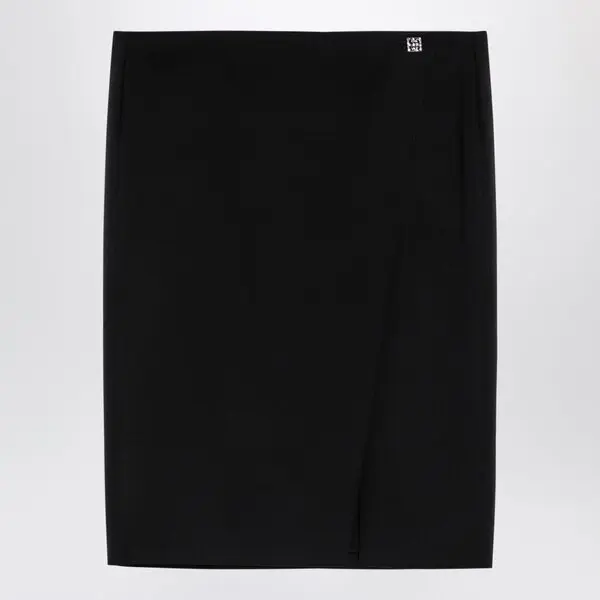 Givenchy Wool Midi Skirt With 4g Metal Button - Black