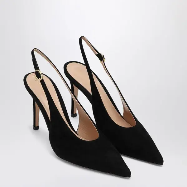 Gianvito Rossi Robbie Suede Slingbacks In Black 32% Off