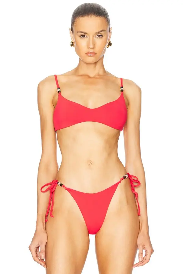 Bond Eye Mika Reversible Cropped Bikini Top - Cherry & Hibiscus