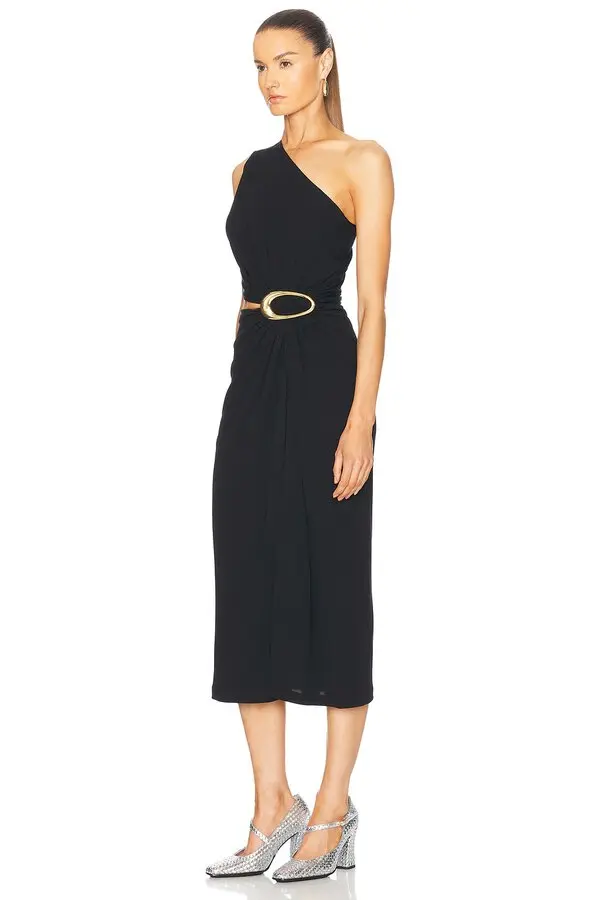 bottega veneta one shoulder dress Bottega Veneta Crepe Viscose Jersey One-Shoulder Dress, Brown, Women's, 40, Casual & Work Dresses Jersey Dresses