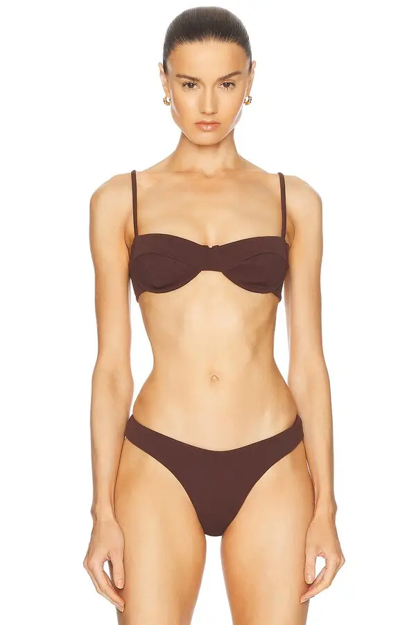HAIGHT. Crepe Vintage Bikini Top - Cohiba Brown