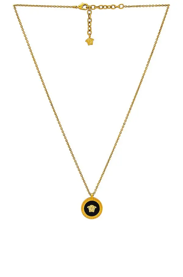 Versace Necklace With Medusa Pendant - Black & Gold