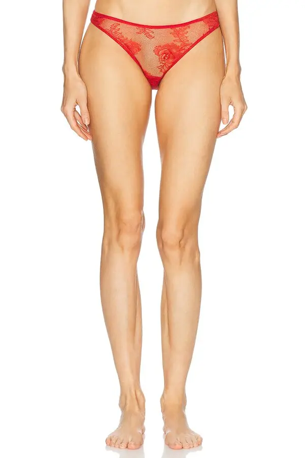FLEUR DU MAL Bouquet Lace Cheeky Underwear In Red - Rouge