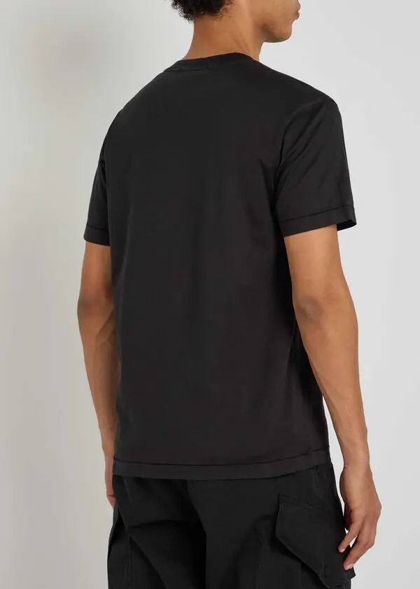Stone Island Logo Cotton T-shirt - Black