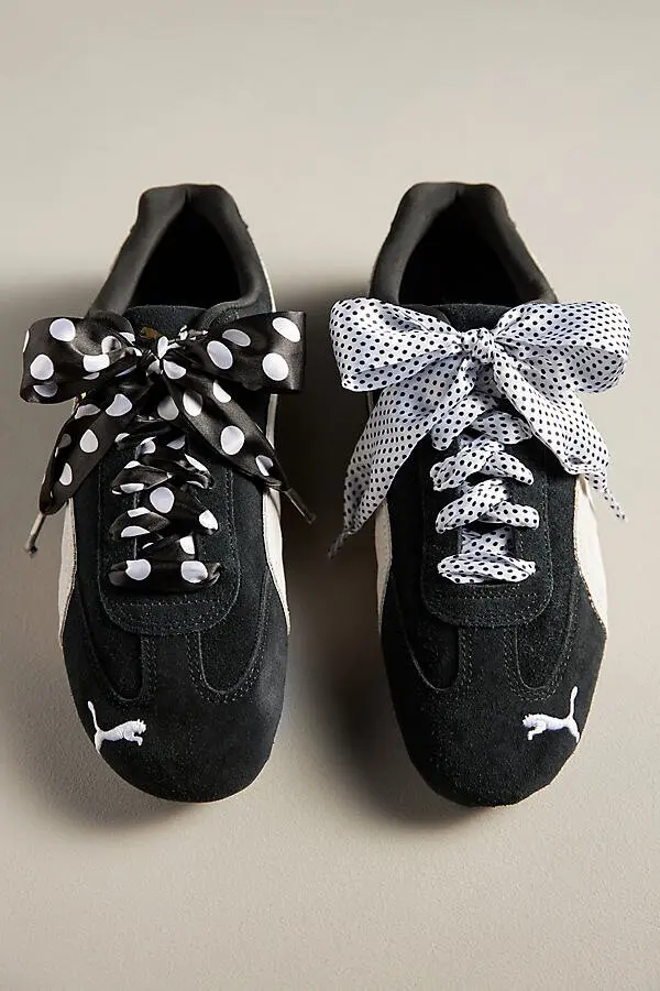 Anthropologie Satin Shoe Laces - Black & White Pattern