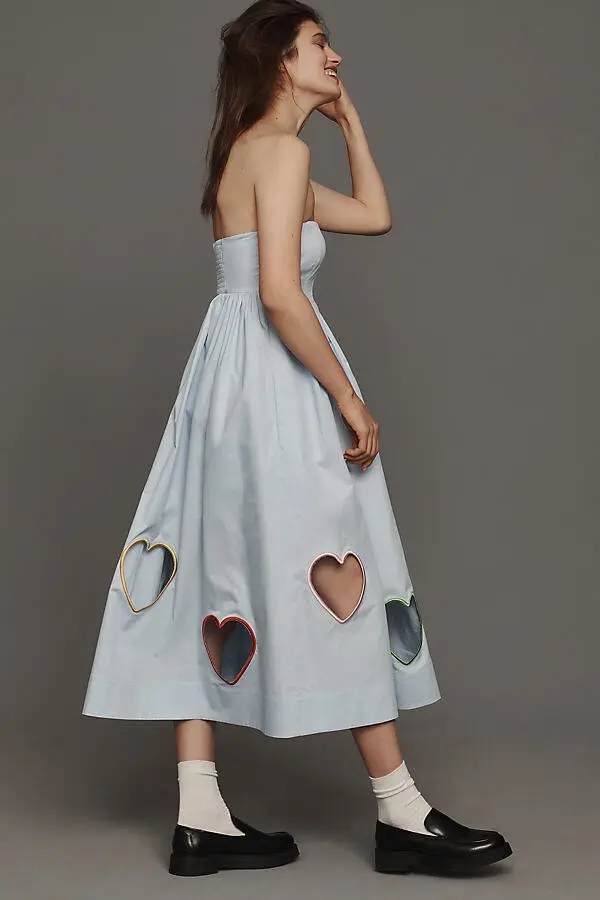 Mare Mare Strapless Cut-Out A-Line Midi Dress In Blue - 44% Off |  Editorialist
