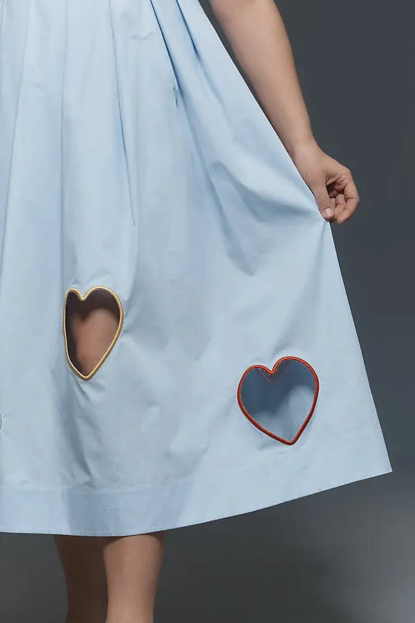 navy blue dress for baby girl Mare Mare + Strapless Cut-Out Hearts A-Line Midi Dress