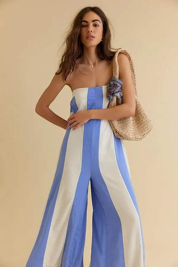 Free People Eden Jumpsuit - Blue Vista Combo