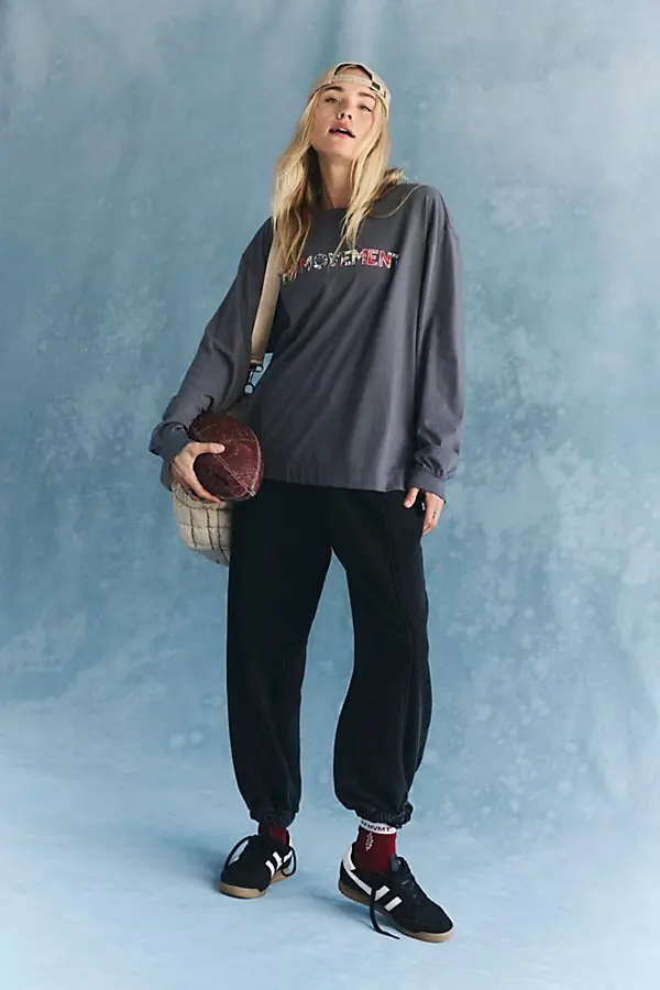 Free People Hustle Logo Layer Long Sleeve Top - Wildflower Logo Combo