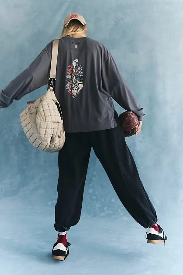 Free People Hustle Logo Layer Long Sleeve Top - Wildflower Logo Combo