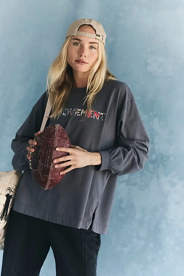 Free People Hustle Logo Layer Long Sleeve Top - Wildflower Logo Combo