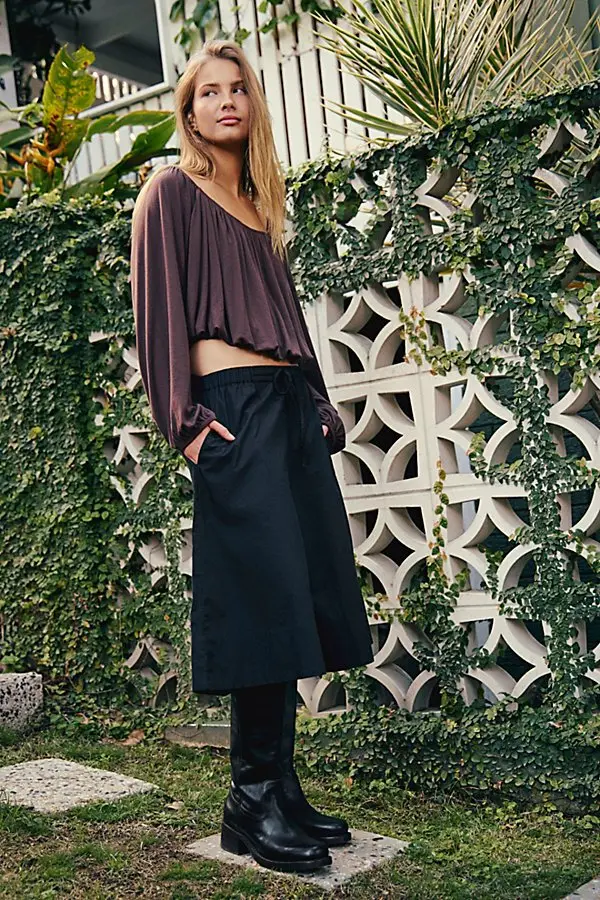 Free People Menorca Slouchy Capri Pants - Black