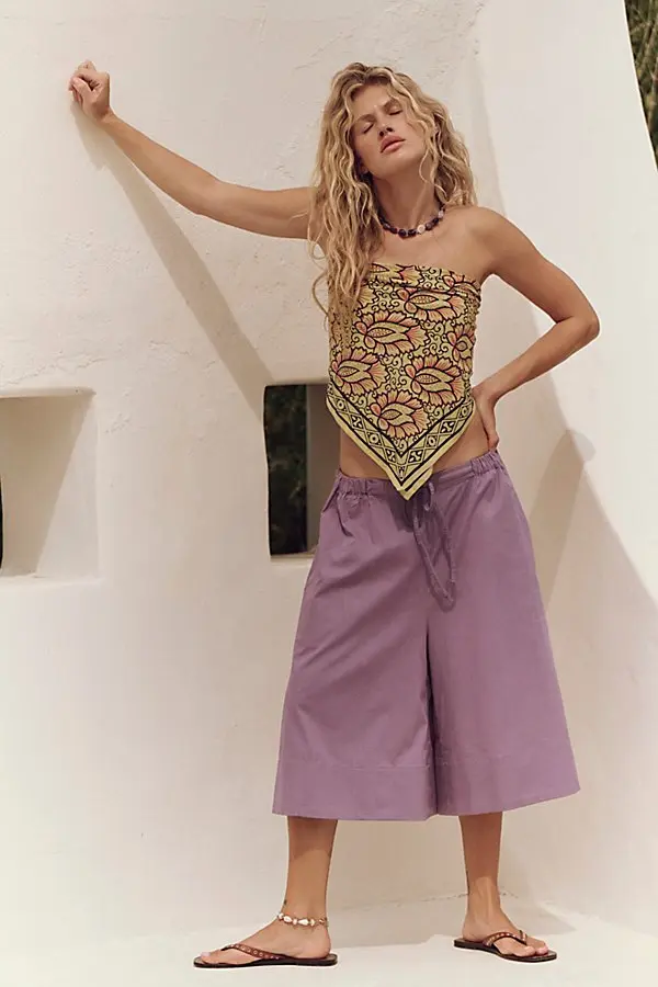 Free People Menorca Slouchy Capri Pants - Cool Violet