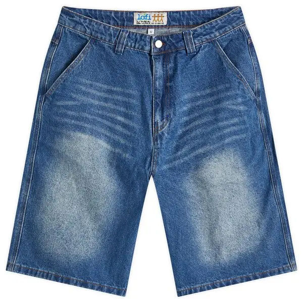 LO-FI Activate Denim Shorts - Washed Dark Blue