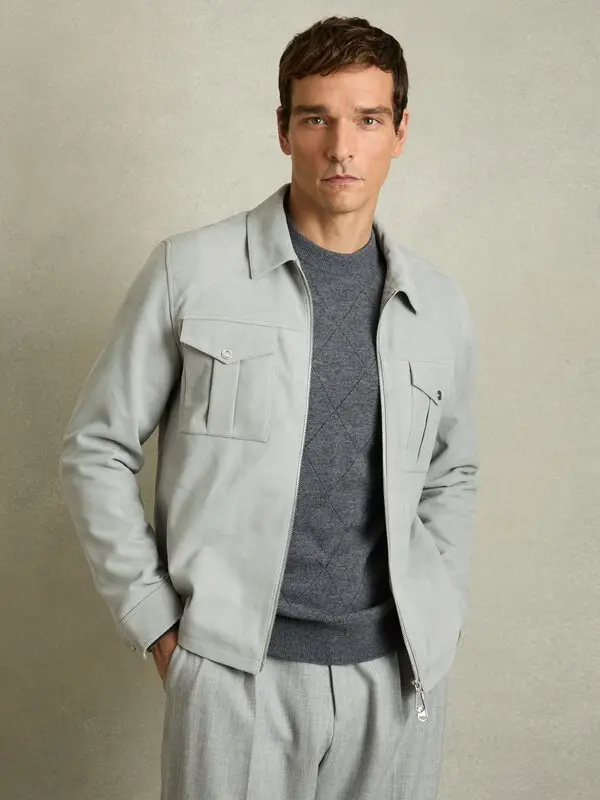 REISS Belle Suede Shirt Jacket