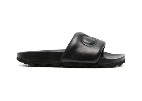 Off-White Bookish Leather Sliders - Black