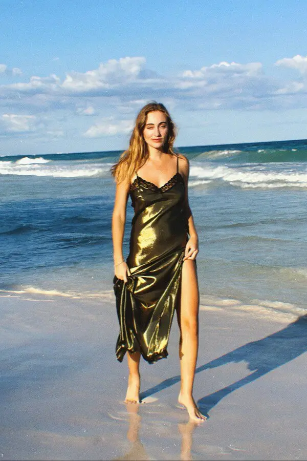 metallic gold slip dress Gold Slip Mini Dress main image 0