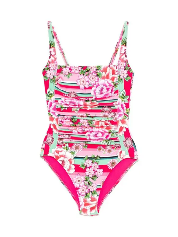 Johnny Was Ruched One-piece Swimsuit - Pink