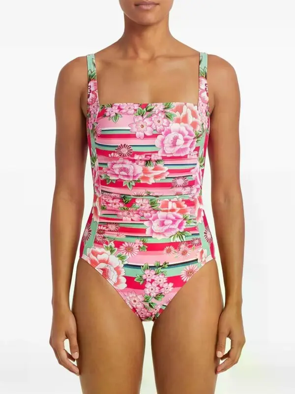 Johnny Was Ruched One-piece Swimsuit - Pink