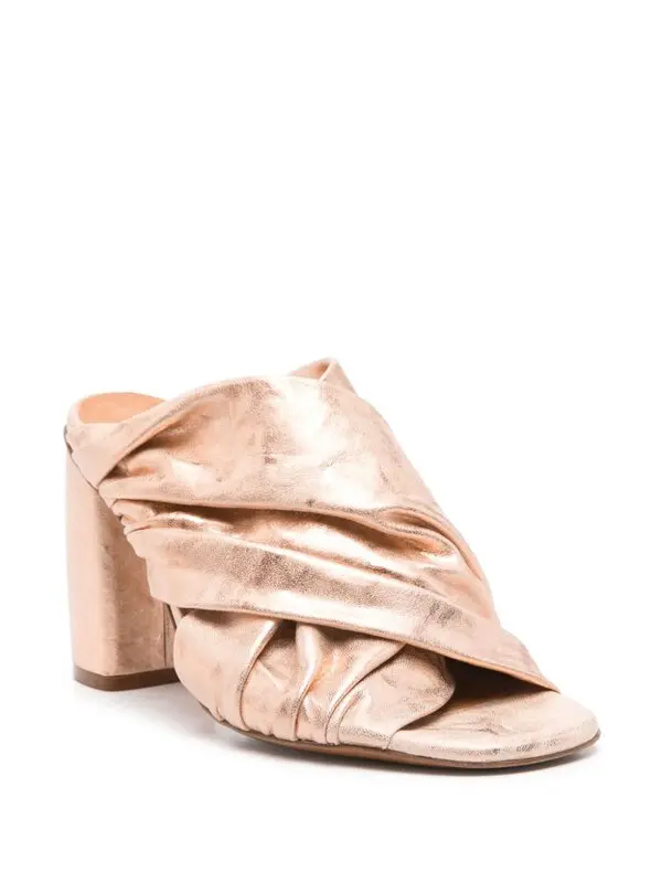 FORTE_FORTE Laminated Leather Sandals - Pink