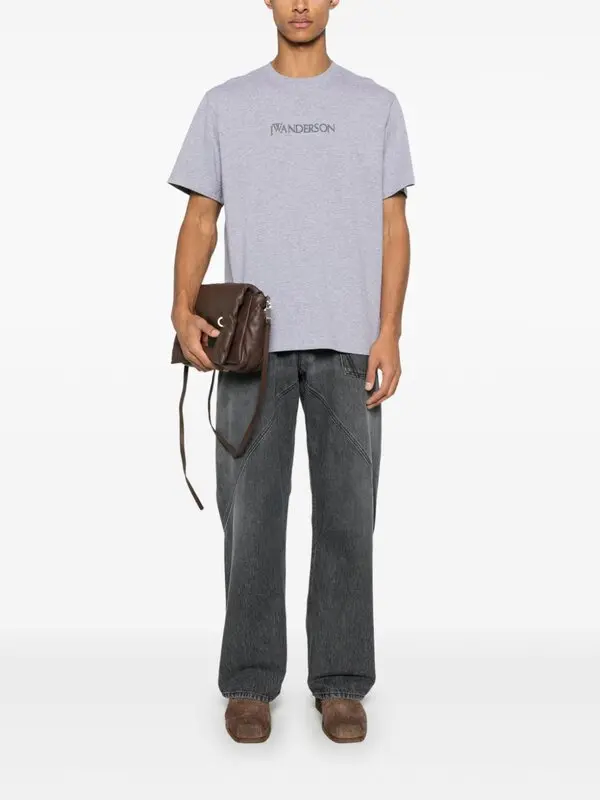 JW Anderson Flocked-logo T-shirt - Grey