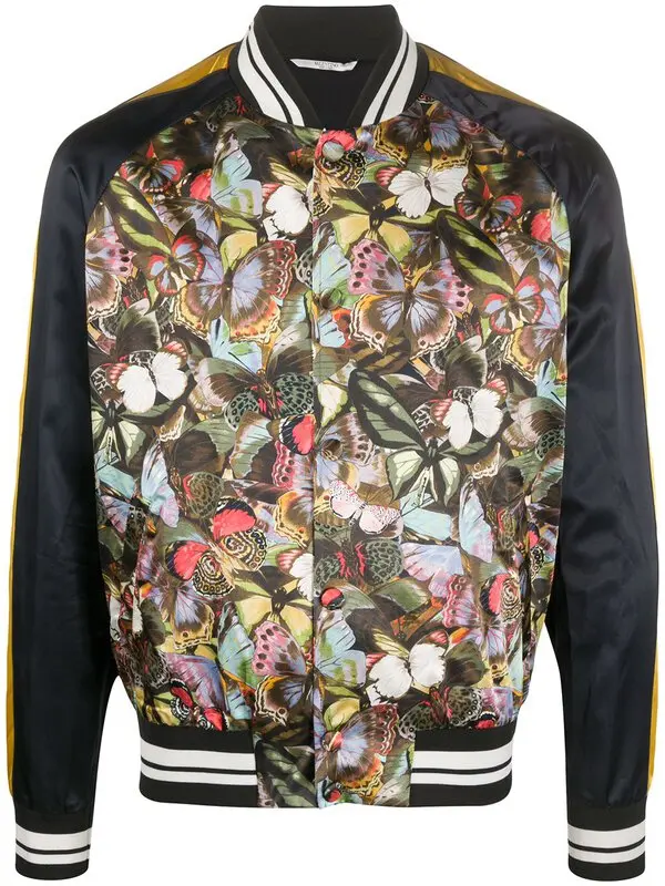 Valentino Garavani Butterfly Print Bomber Jacket - Yellow