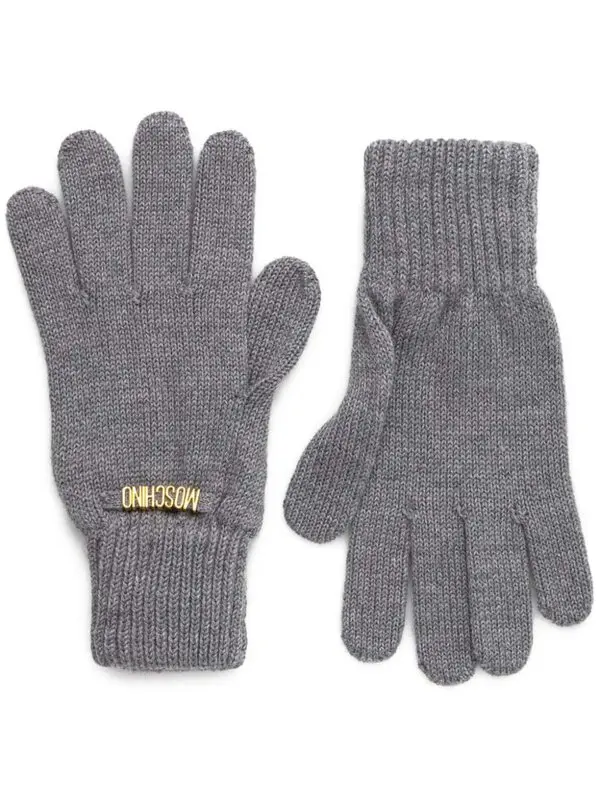Moschino Lettering Gloves - Grey