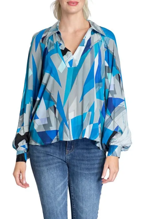 APNY Half Placket Top - Blue Multi