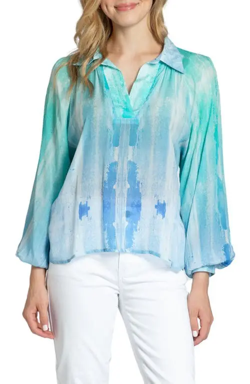 APNY Half Placket Top - Turquoise Multi