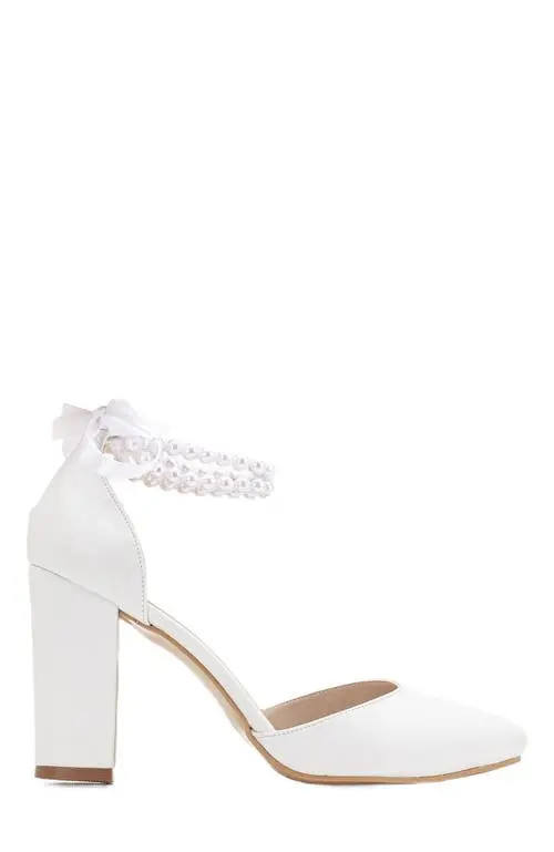 FOREVER & ALWAYS SHOES Denise Wedding Heels With Pearls - White