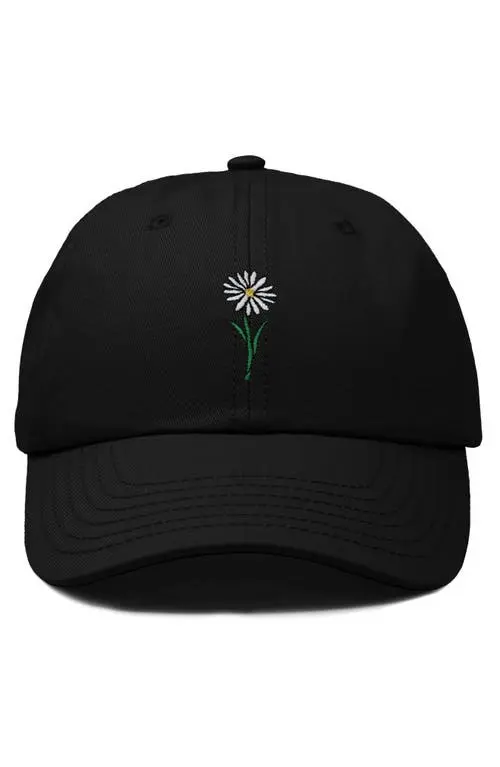 DALIX Daisy Embroidered Cap - Black