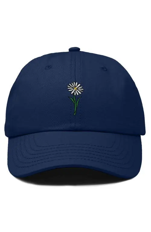 DALIX Daisy Embroidered Cap - Navy Blue