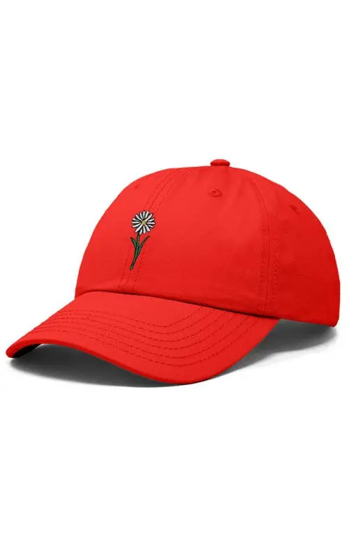 DALIX Daisy Embroidered Cap - Red