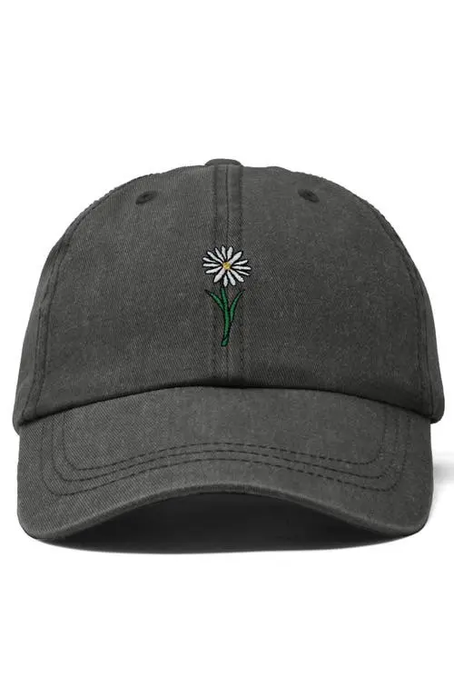 DALIX Daisy Embroidered Cap - Washed Gray