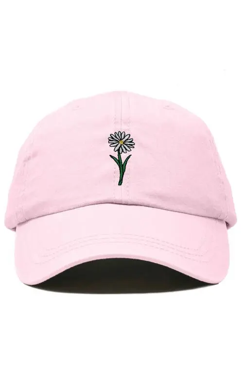 DALIX Daisy Embroidered Cap - Washed Pink