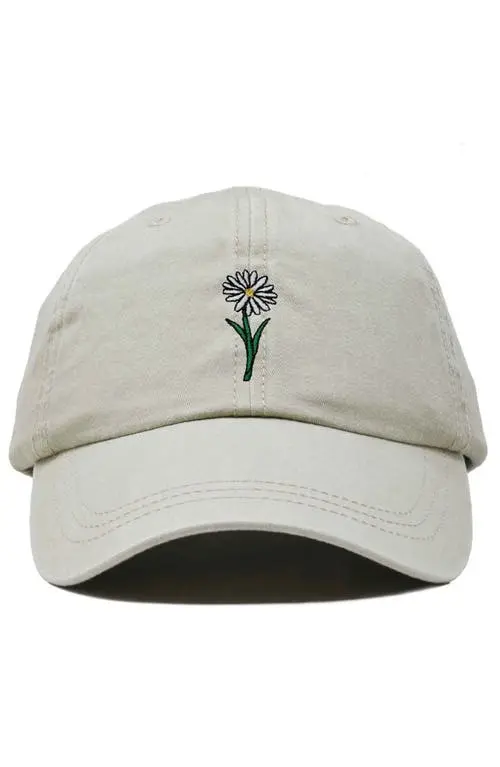 DALIX Daisy Embroidered Cap - Washed Stone White