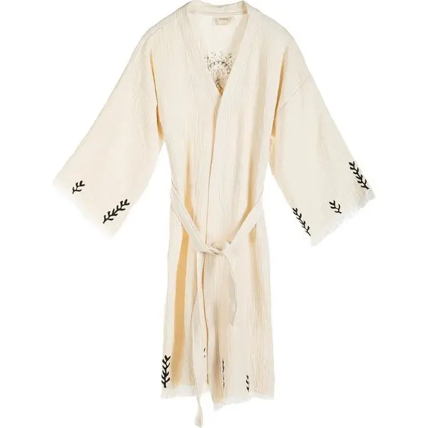 FOREVER & ALWAYS SHOES Solsun Pattern Handmade Cotton Robe Cover-up - Off-white