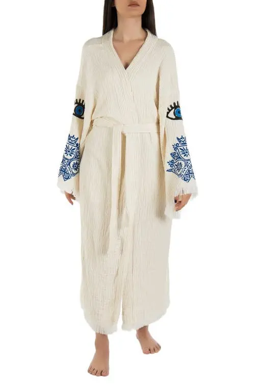 FOREVER & ALWAYS SHOES Irismandala Evil Eye Handmade Cotton Robe Cover-up