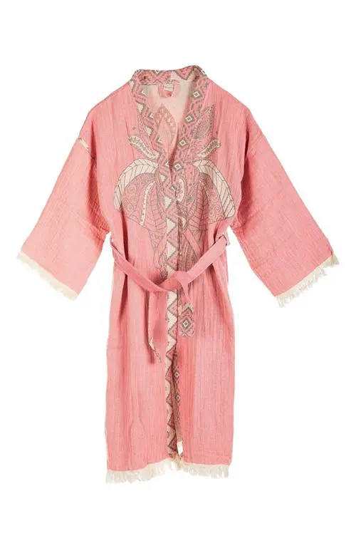 FOREVER & ALWAYS SHOES Astridelephant Pattern Handmade Cotton Robe Cover-up - Light Pink