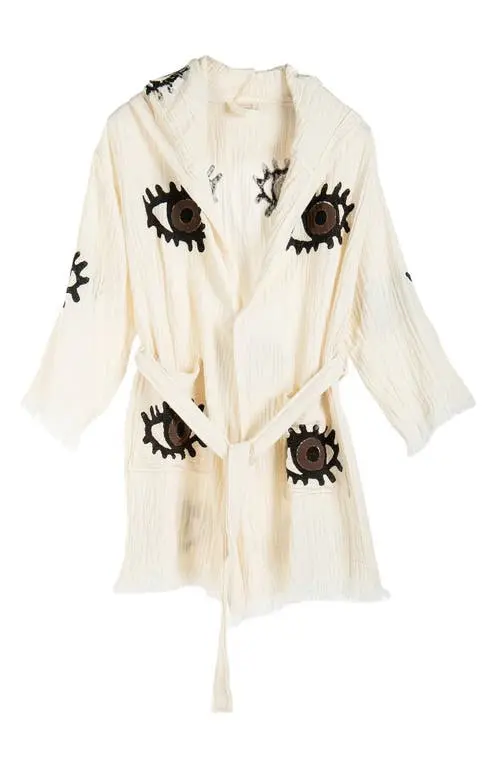 FOREVER & ALWAYS SHOES Imogenhandmade Hooded Cotton Robe Cover-up - Off-white