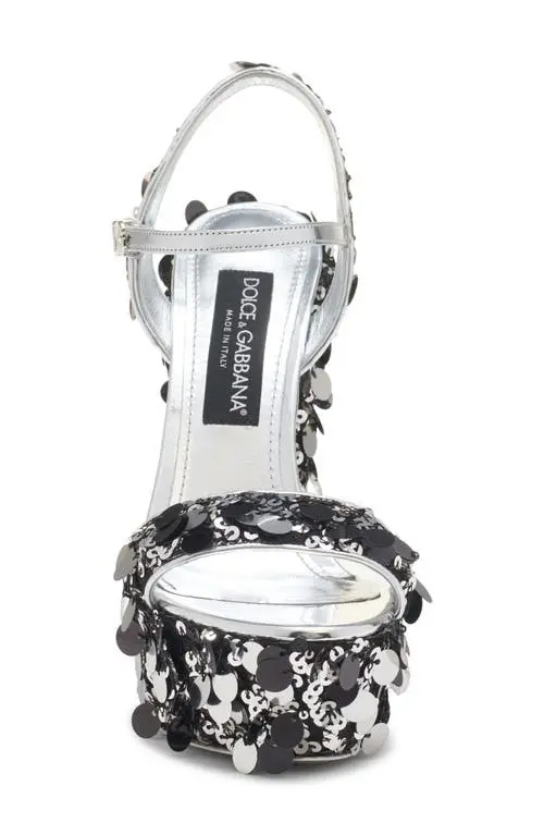Dolce & Gabbana Sequin Platform Sandals - Argento