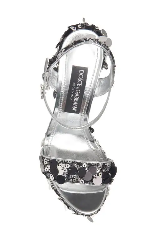 Dolce & Gabbana Sequin Platform Sandals - Argento