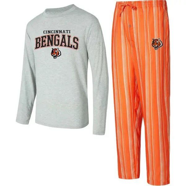 CONCEPTS SPORT Cincinnati Bengals Petition Long Sleeve T-shirt & Pants Sleep Set - Orange