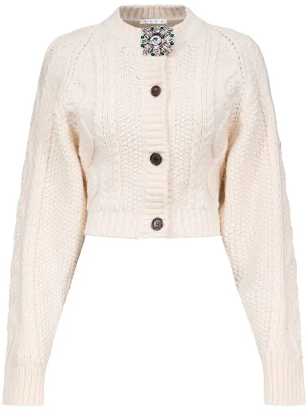 AREA Brooch-detail Cardigan - Neutrals